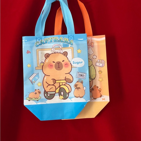 Bags | Cute Capybara Tote Bags Blue And Orange Small Set If 2 | Poshmark